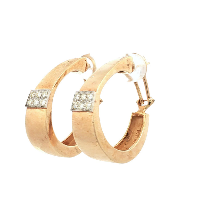 Diamond Hoop 14 Karat Yellow Gold J Hoop Contemporary Leverback Earrin