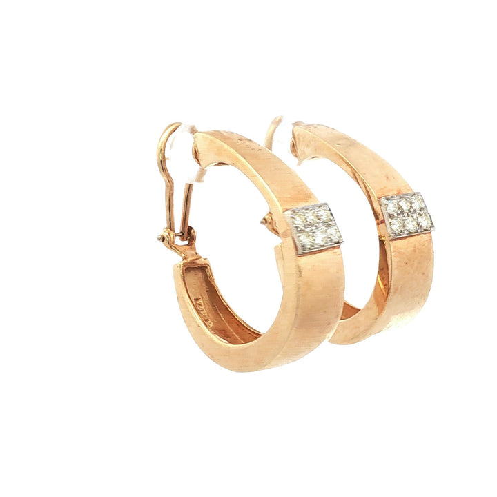 Diamond Hoop 14 Karat Yellow Gold J Hoop Contemporary Leverback Earrin